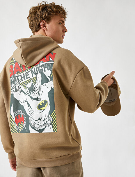 Koton Erkek Batman Kapüşonlu Sweatshirt Lisanslı Baskılı