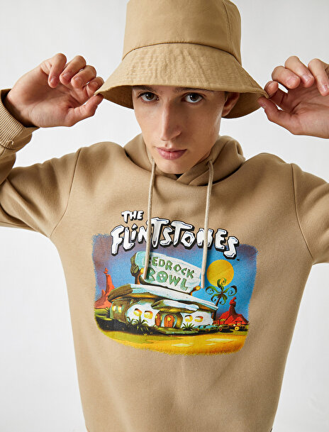 Koton Erkek Taş Devri Kapşonlu Sweatshirt Lisanslı Baskılı Koton Erkek Taş Devri Kapşonlu Sweatshirt Lisanslı Baskılı