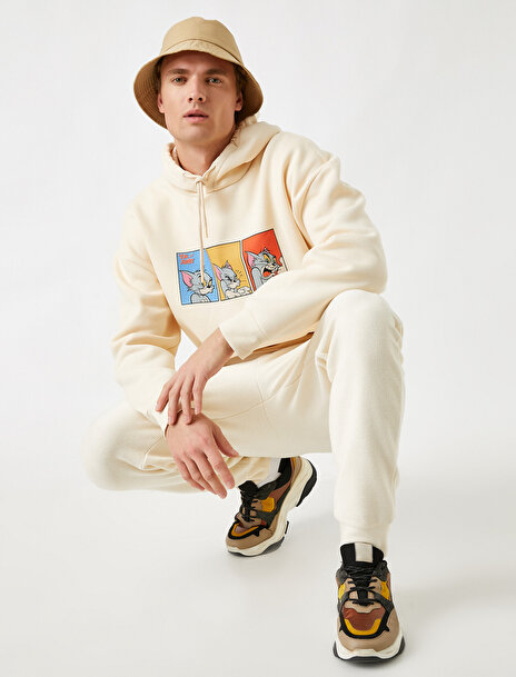 Koton Erkek Tom ve Jerry Oversize Kapşonlu Sweatshirt Lisanslı Baskılı