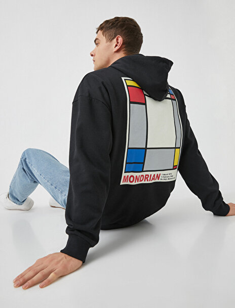Koton Erkek Mondrian Kapşonlu Sweatshirt Lisanslı Baskılı