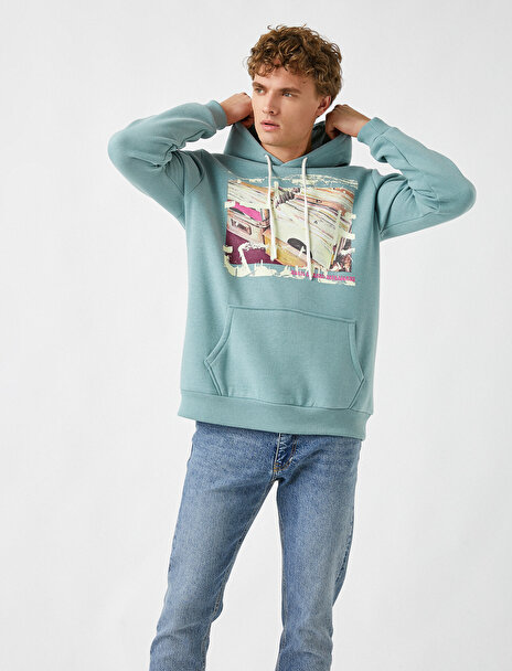 Koton Erkek Plak Baskılı Kapüşonlu Sweatshirt Koton Erkek Plak Baskılı Kapüşonlu Sweatshirt