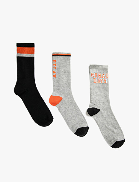 Koton Erkek Slogan Baskılı Soket Çorap