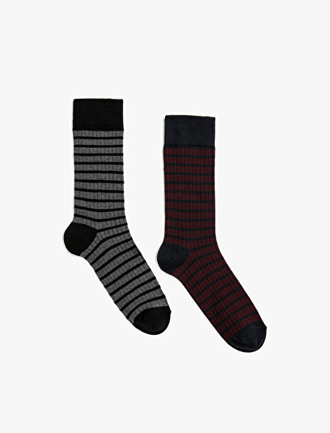 Koton Erkek Erkek Çizgili Soket Çorap Seti 2'li