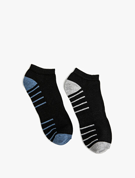 Koton Erkek Erkek Çizgili Pamuklu Patik Çorap Seti 2'li