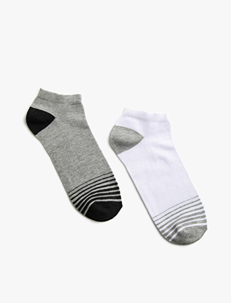 Koton Erkek Kısa Çizgili Çorap Seti 2'li Pamuklu