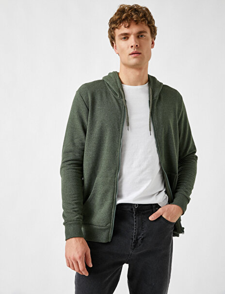 Koton Erkek Fermuarlı Hırka Sweatshirt Kapşonlu