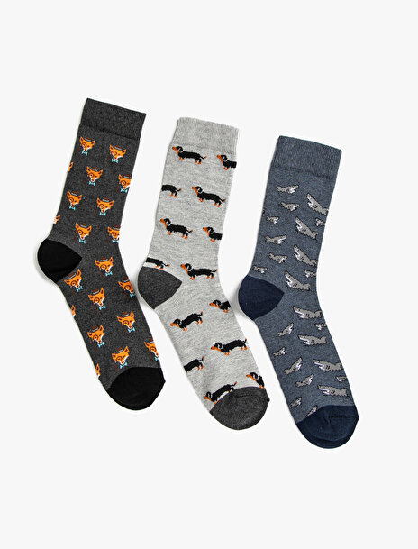 Koton Erkek Erkek Soket Çorap Seti Baskılı