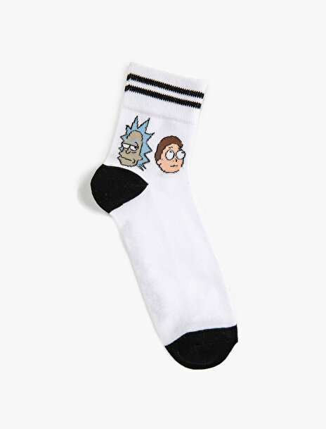 Koton Erkek Rick and Morty Lisanslı Baskılı Uzun Çorap