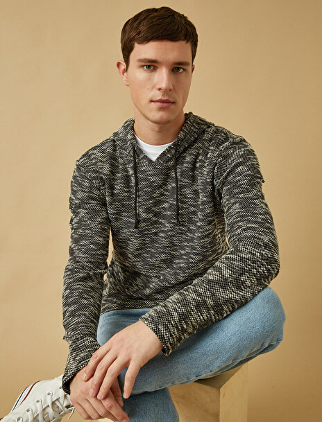 Koton Erkek Kırçıllı Kapüşonlu Kazak