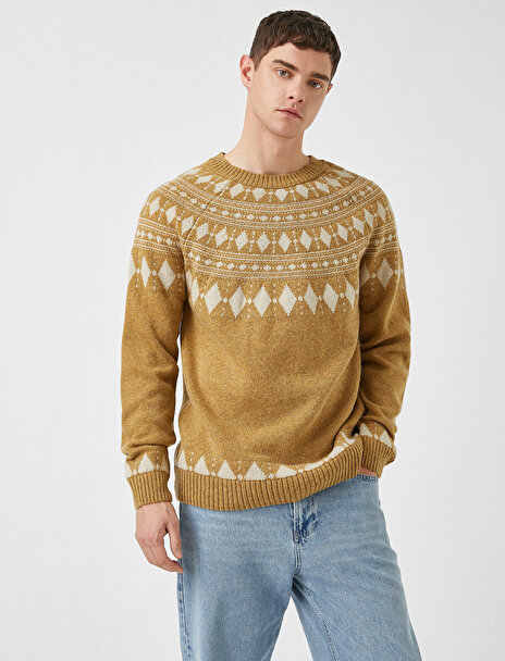 Koton Erkek Yünlü Reglan Kol Jakarlı Kazak