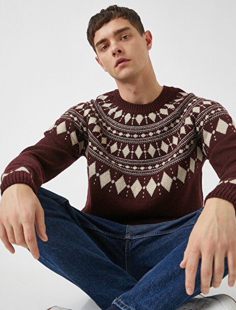 Koton Erkek Yünlü Reglan Kol Jakarlı Kazak