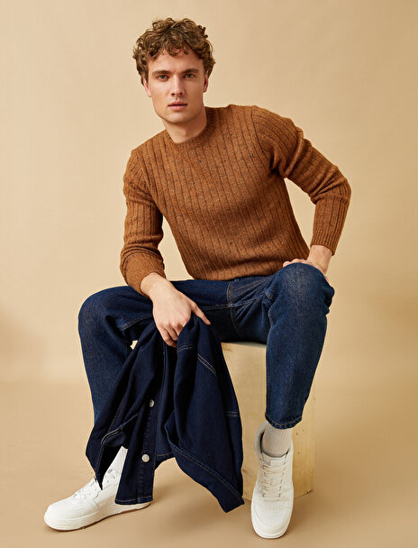 Koton Erkek Kırçıllı Çizgili Kazak