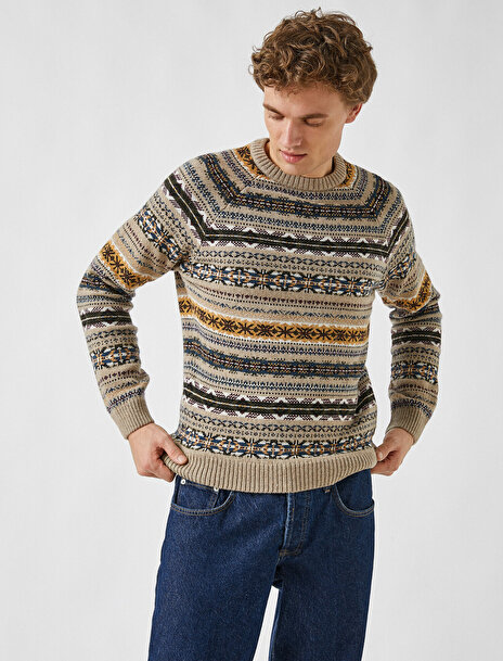 Koton Erkek Yünlü Jakarlı Kazak