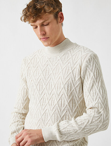 Koton Erkek Balıkçı Yaka Jakarlı Kazak