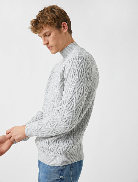 Koton Erkek Balıkçı Yaka Jakarlı Kazak