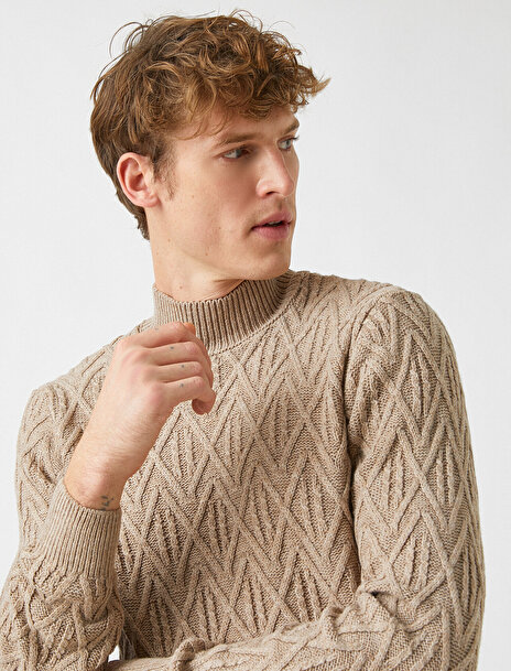 Koton Erkek Balıkçı Yaka Jakarlı Kazak