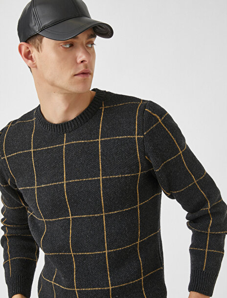 Koton Erkek Yünlü Kareli Kazak