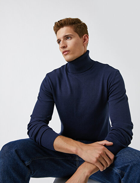 Koton Erkek Basic Boğazlı Kazak Pamuklu