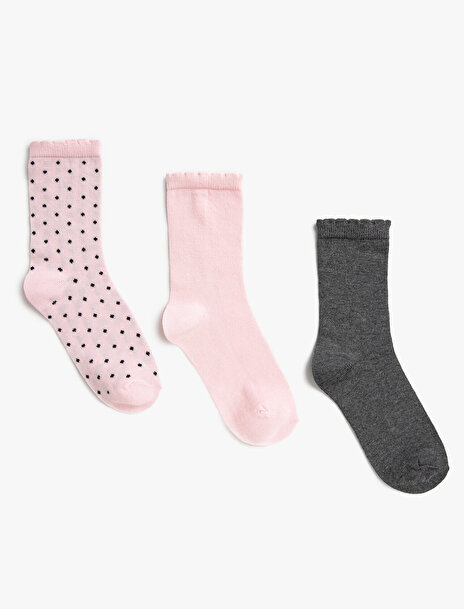 Koton Kız Çocuk Uzun Desenli Çorap Seti 3'lü Pamuklu