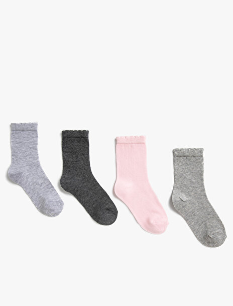Koton Kız Çocuk Uzun Çorap Seti 4'lü Pamuklu Basic
