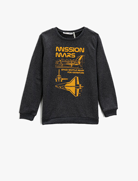 Koton Erkek Çocuk Mission Mars Baskılı Bisiklet Yaka Sweatshirt Koton Erkek Çocuk Mission Mars Baskılı Bisiklet Yaka Sweatshirt