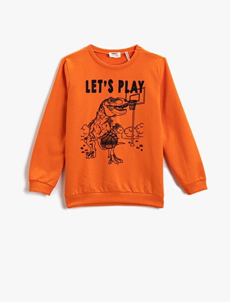 Koton Erkek Çocuk Dinozor Basklı Sweatshirt Bisiklet Yaka Koton Erkek Çocuk Dinozor Basklı Sweatshirt Bisiklet Yaka