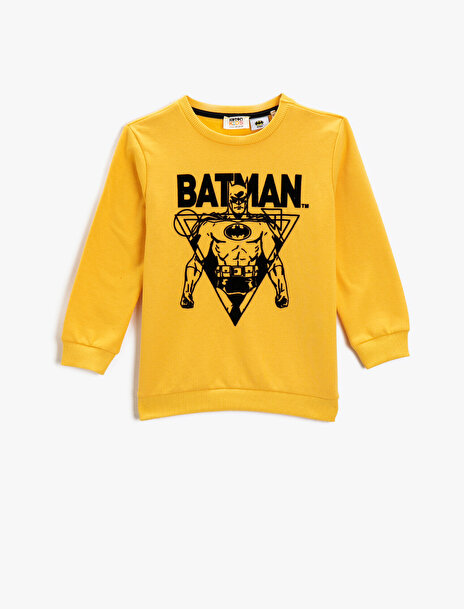 Koton Erkek Çocuk Batman Lisanslı Baskılı Bisiklet Yaka Sweatshirt