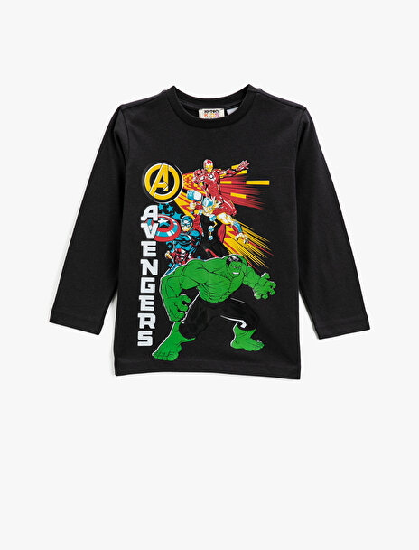 Koton Erkek Çocuk Avengers Lisanslı Baskılı Tişört Uzun Kollu Pamuklu