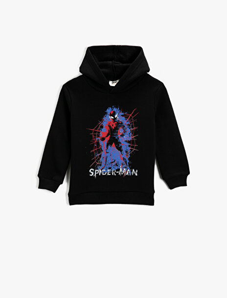 Koton Erkek Çocuk Spider Man Baskılı Sweatshirt Kapüşonlu Uzun Kollu