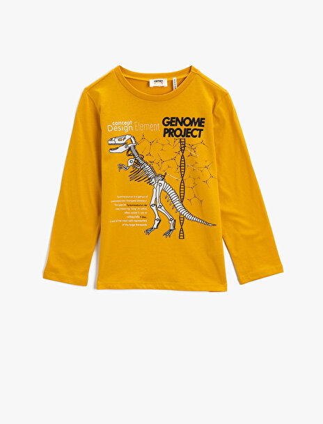 Koton Erkek Çocuk Dinazor Baskılı Tişört Uzun Kollu Bisiklet Yaka Koton Erkek Çocuk Dinazor Baskılı Tişört Uzun Kollu Bisiklet Yaka