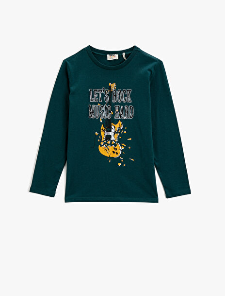 Koton Erkek Çocuk Yazılı Baskılı Sweatshirt Uzun Kollu Bisiklet Yaka  Pamuklu