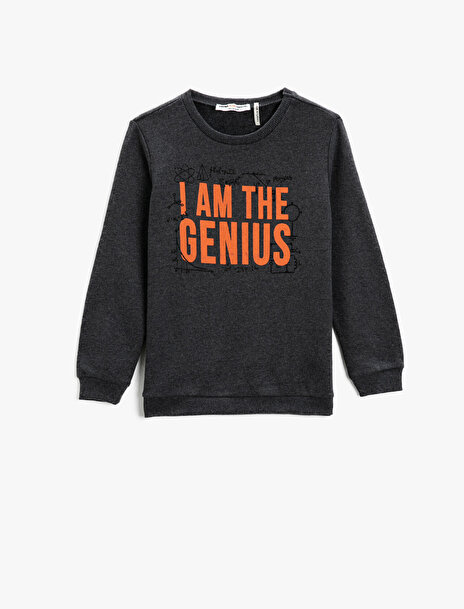 Koton Erkek Çocuk Yazı Baskılı Bisiklet Yaka Sweatshirt