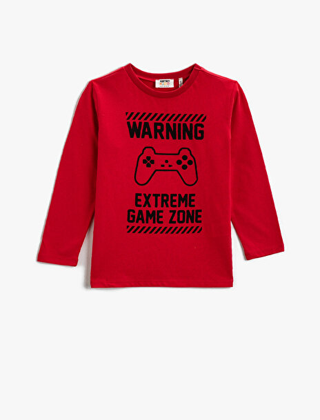 Koton Erkek Çocuk Yazi Baskili Tişört Uzun Kollu Bisiklet Yaka