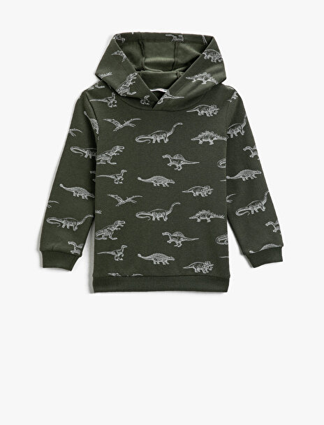 Koton Erkek Çocuk Dinozor Baskılı Kapüşonlu Sweatshirt