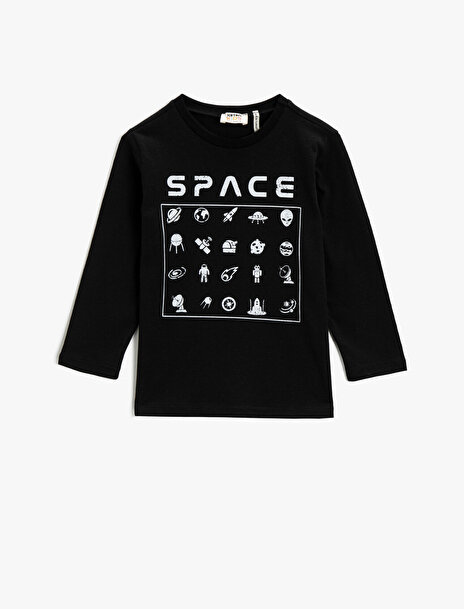 Koton Erkek Çocuk Uzay Baskılı Uzun Kollu Tişört