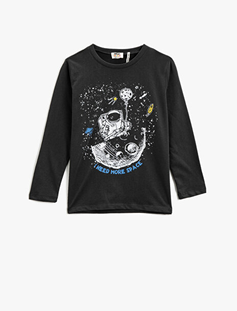 Koton Erkek Çocuk Uzay Baskılı Uzun Kollu Tişört