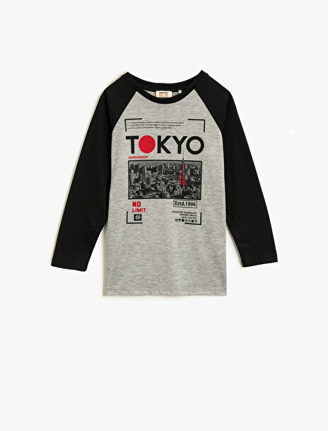 Koton Erkek Çocuk Tokyo Baskılı Tişört Pamuklu Uzun Kollu