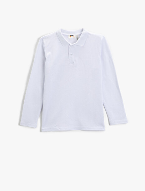 Koton Erkek Çocuk Yakalı Tişört Uzun Kollu Pamuklu