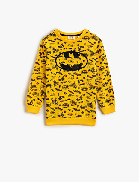 Koton Erkek Çocuk Batman Baskılı Sweatshirt Pamuklu Bisiklet Yaka