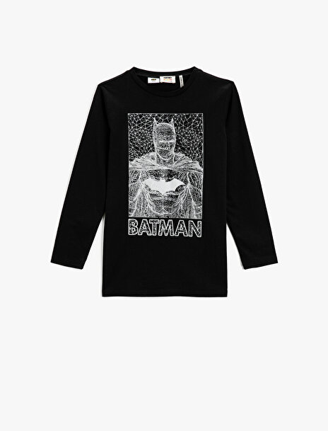 Koton Erkek Çocuk Batman Baskılı Tişört Uzun Kollu Bisiklet Yaka