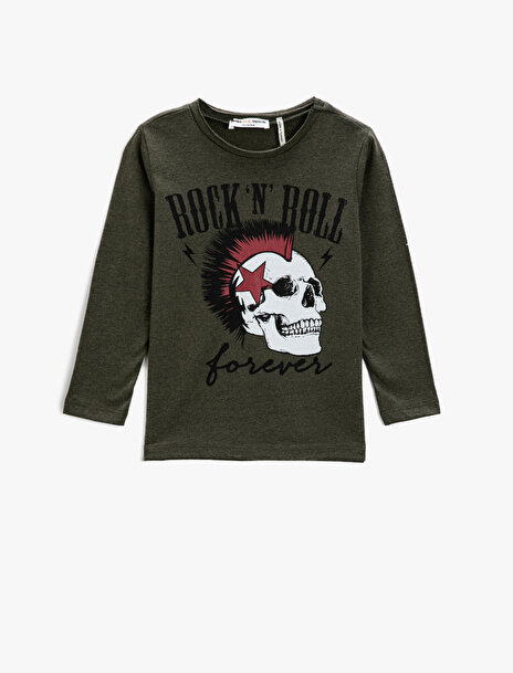 Koton Erkek Çocuk Rock'n Roll Baskılı Bisiklet Yaka Uzun Kollu Tişört Koton Erkek Çocuk Rock'n Roll Baskılı Bisiklet Yaka Uzun Kollu Tişört