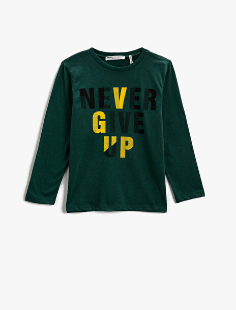 Koton Erkek Çocuk Yazi Baskili Tişört Uzun Kollu Bisiklet Yaka