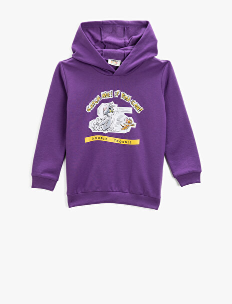 Koton Erkek Çocuk Tom ve Jerry Lisanslı Baskılı Kapşonlu Sweatshirt