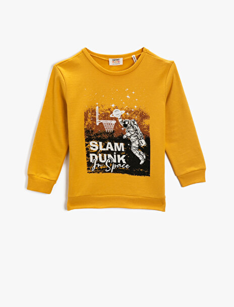 Koton Erkek Çocuk Slum Dunk Baskılı Pamuklu Bisiklet Yaka Sweatshirt