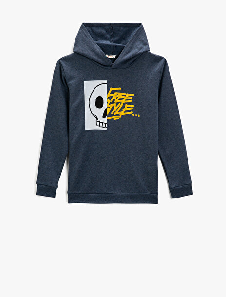 Koton Erkek Çocuk Kuru Kafa Baskılı Kapüşonlu Sweatshirt