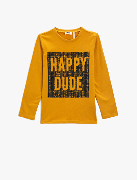 Koton Erkek Çocuk Pamuklu Happy Dude Baskılı Bisiklet Yaka Uzun Kollu Tişört Koton Erkek Çocuk Pamuklu Happy Dude Baskılı Bisiklet Yaka Uzun Kollu Tişört