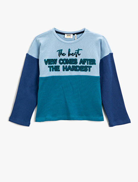Koton Erkek Çocuk Slogan Baskılı Uzun Kollu Tişört Pamuklu Renk Bloklu Koton Erkek Çocuk Slogan Baskılı Uzun Kollu Tişört Pamuklu Renk Bloklu