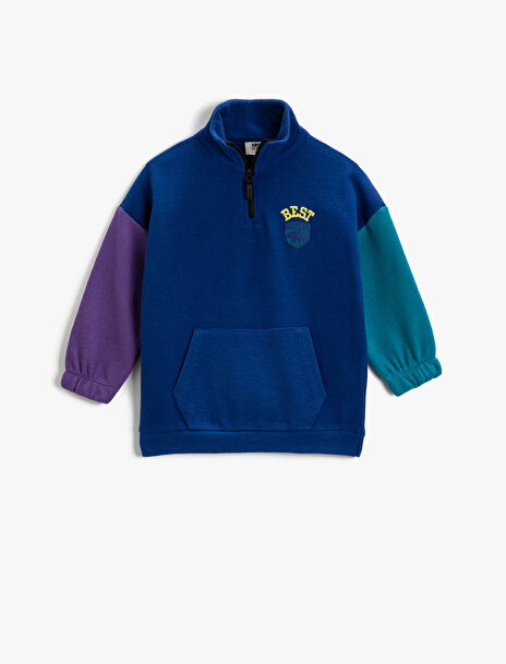 Koton Erkek Çocuk Baskılı Kanguru Cepli Boğazlı Sweatshirt Fermuarlı Koton Erkek Çocuk Baskılı Kanguru Cepli Boğazlı Sweatshirt Fermuarlı