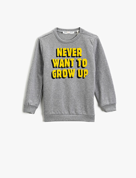 Koton Erkek Çocuk Slogan Baskılı Sweatshirt Bisiklet Yaka