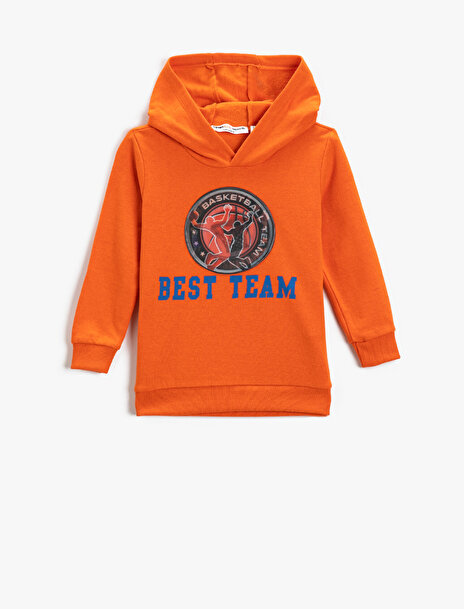 Koton Erkek Çocuk Best Team Baskılı Kapüşonlu Sweatshirt